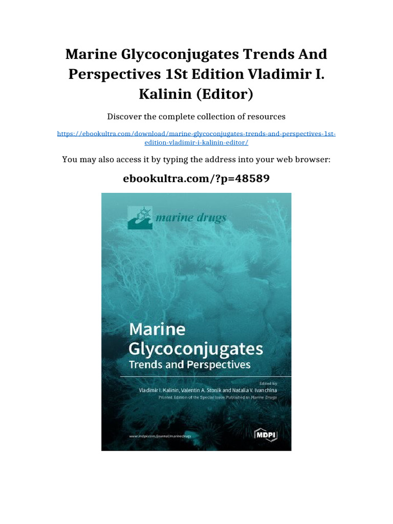 Marine Glycoconjugates Trends and Perspectives 1st Edition Vladimir I ...