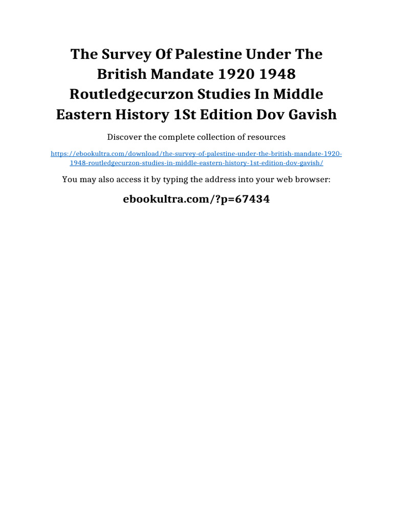 The Survey of Palestine Under The British Mandate 1920 1948 ...