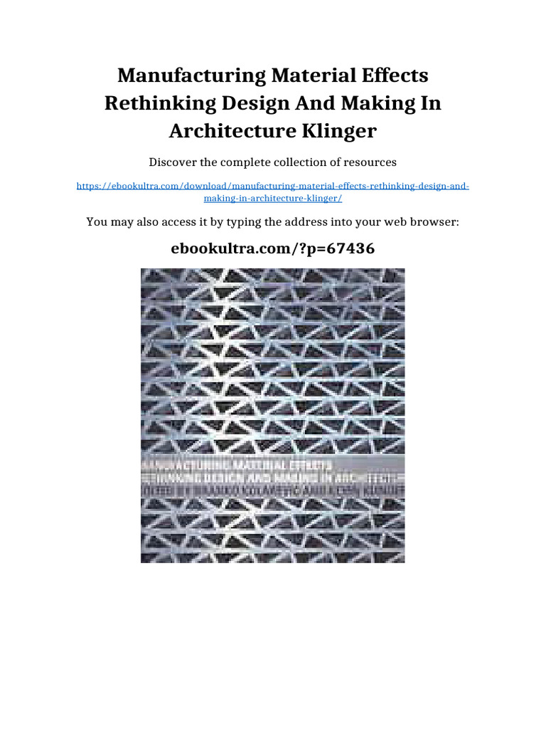 Manufacturing Material Effects Rethinking Design and Making in ...