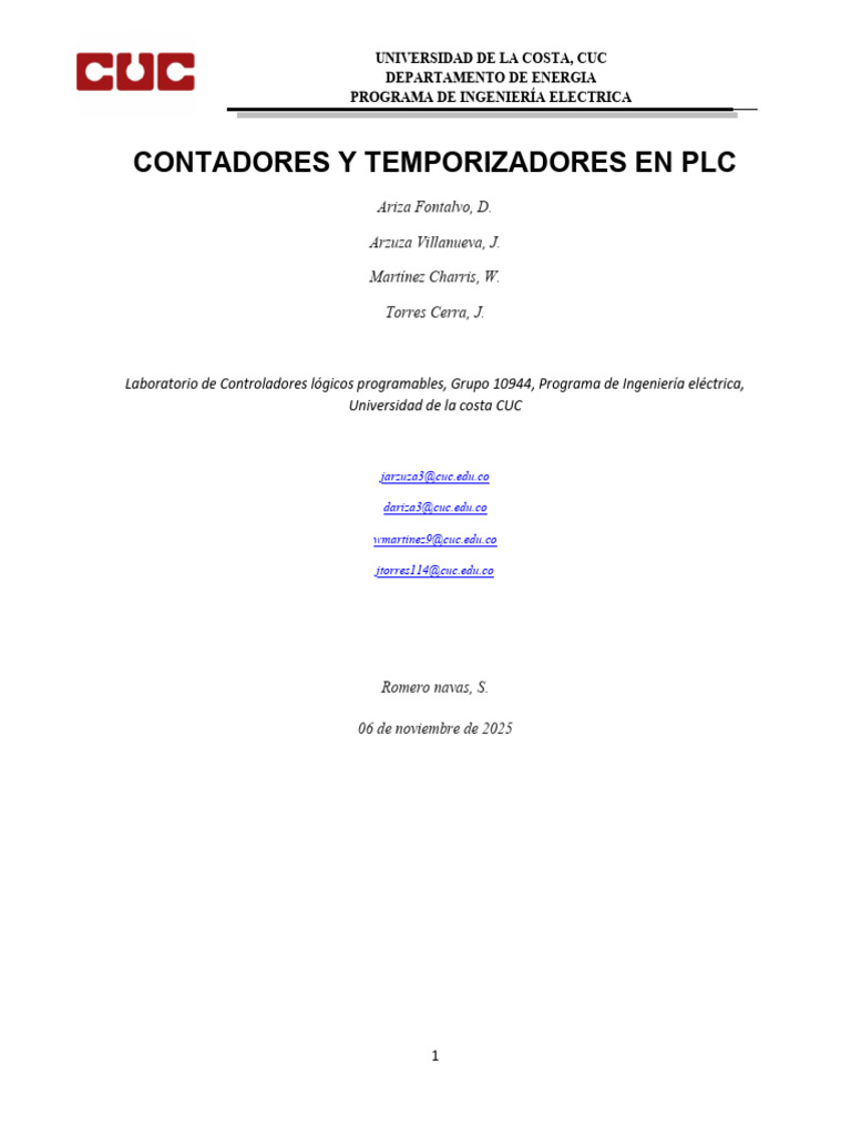 Informe PLC 2 Contadores y Temporizadores en PLC | PDF | Controlador ...