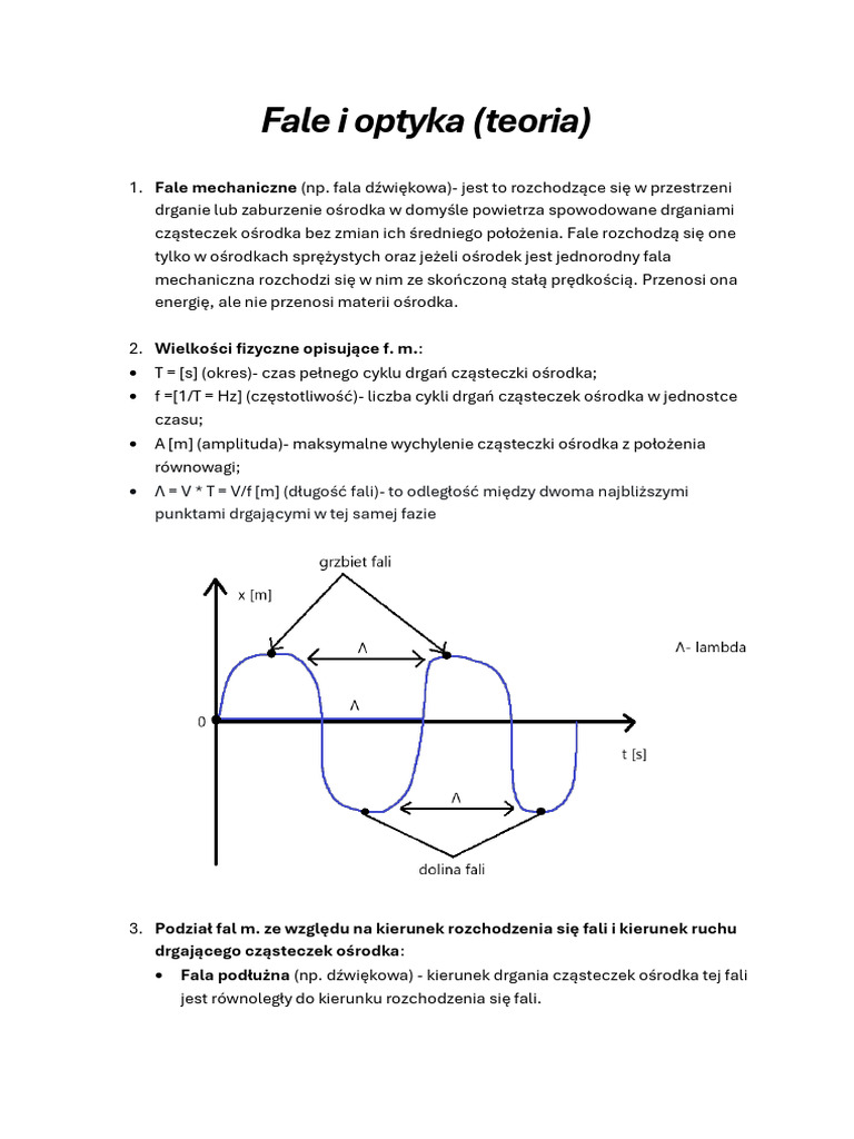 Fizyka Teoria Fale I Optyka | PDF