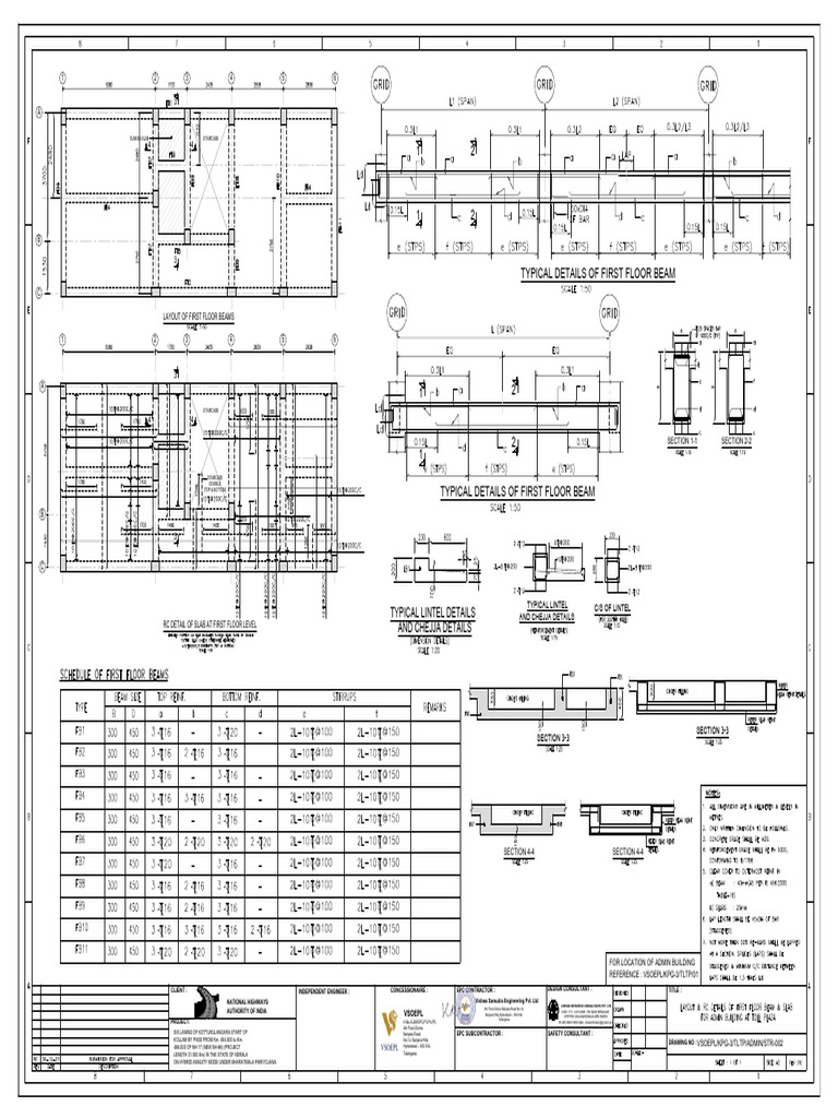 Layout and Rc Details of First Floor Beam and Slab | PDF
