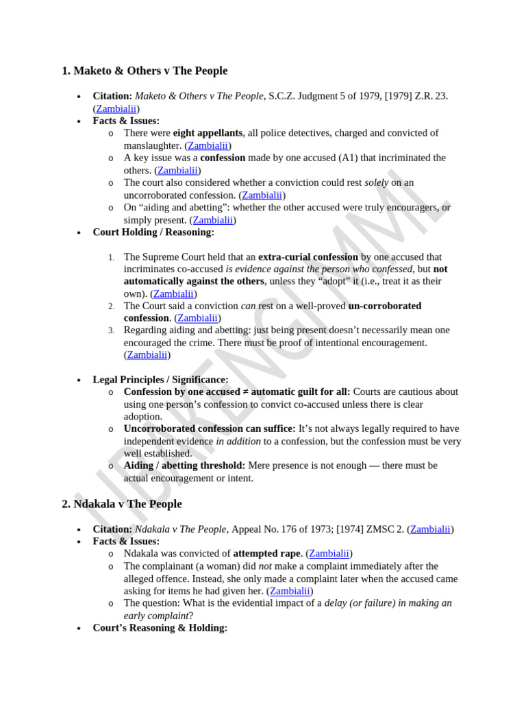 Maketo and Others V The People and Ndakala V The People | PDF ...