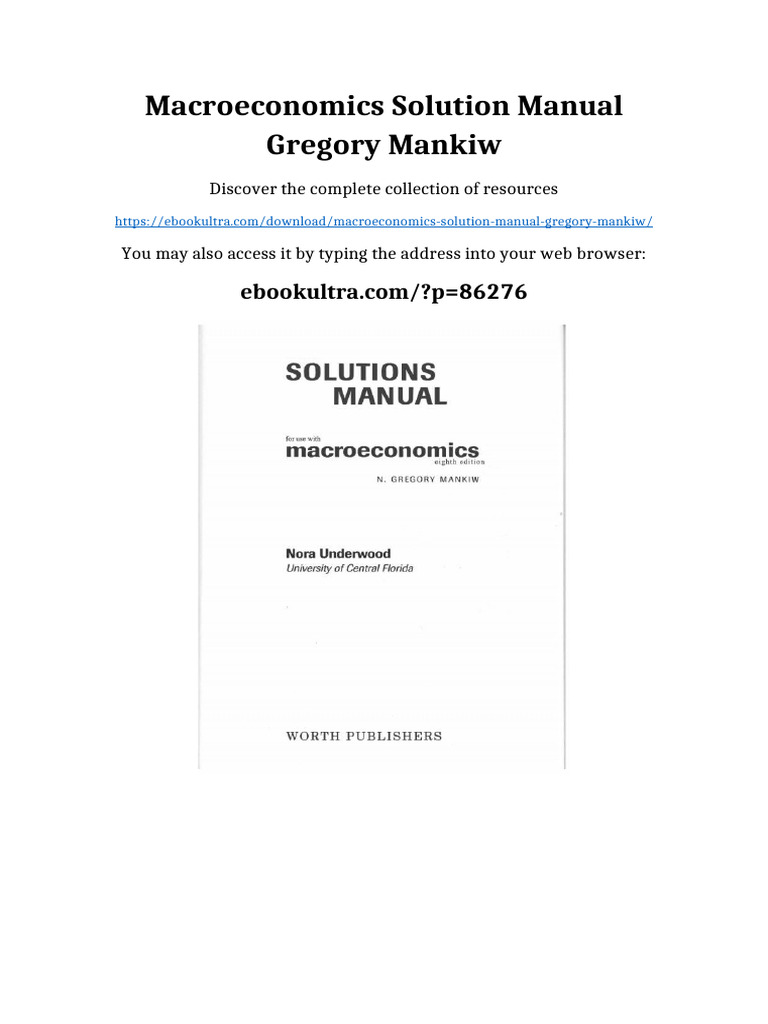 Macroeconomics Solution Manual Gregory Mankiw Digital Version 2025 ...
