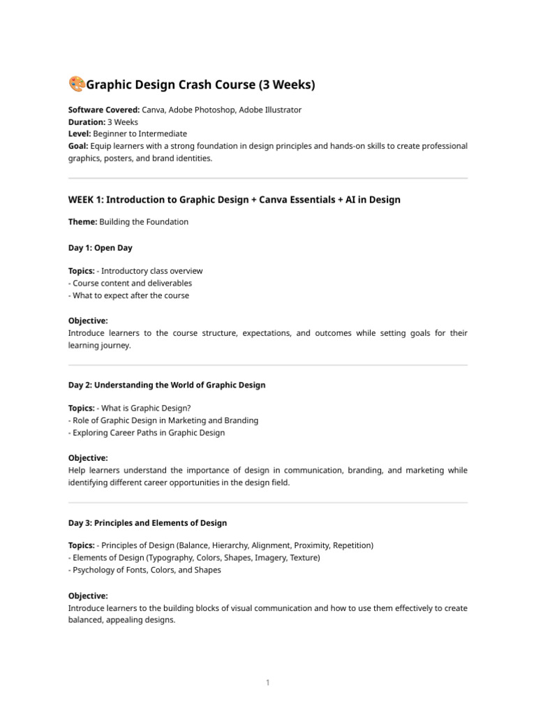 Graphic Design Course Outline | PDF | Adobe Photoshop | Graphic Design