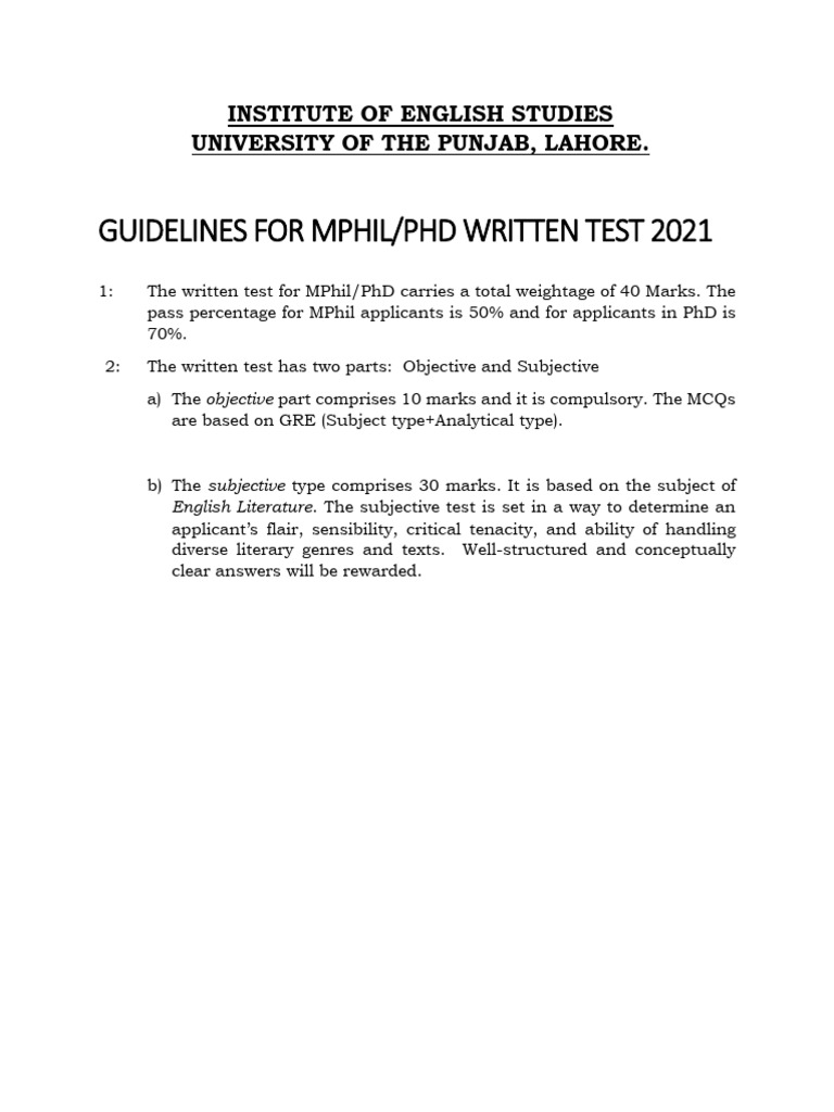 Guidelines MPhil PHD English | PDF
