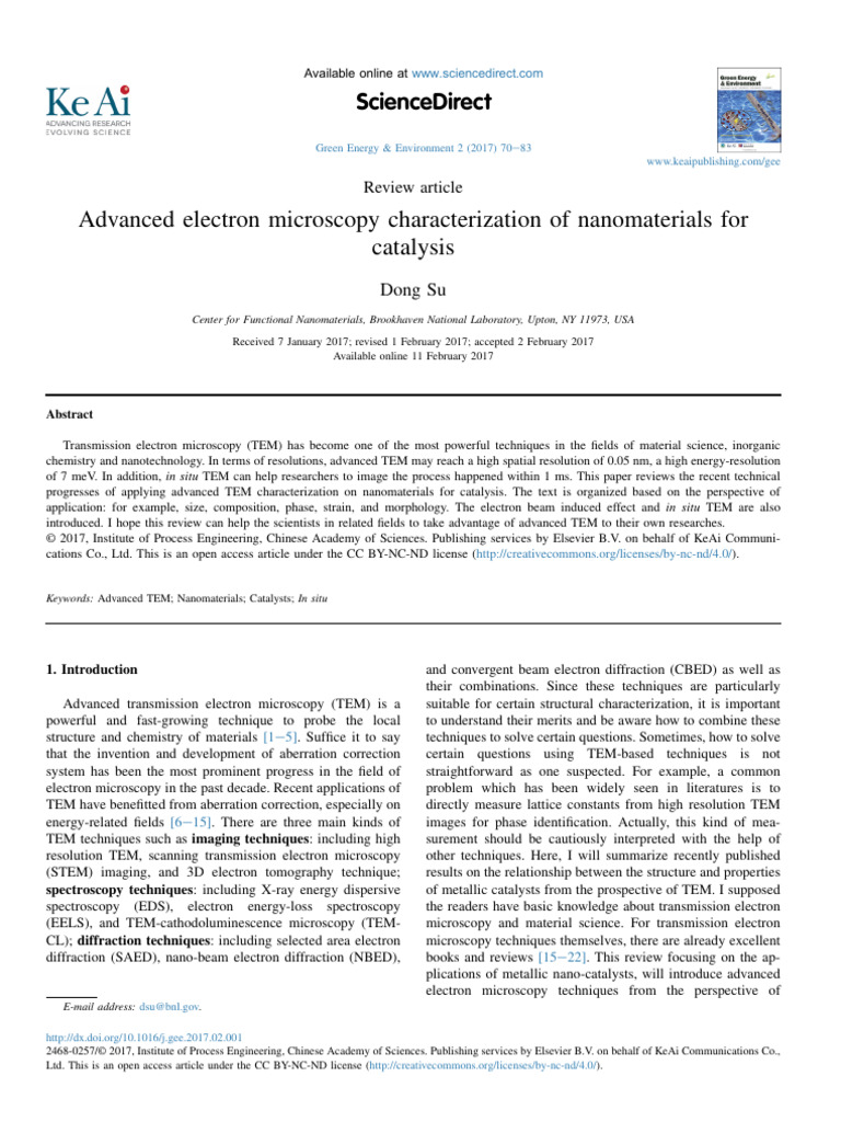 Advanced Electron Microscopy Characterization of Nanomaterials For ...