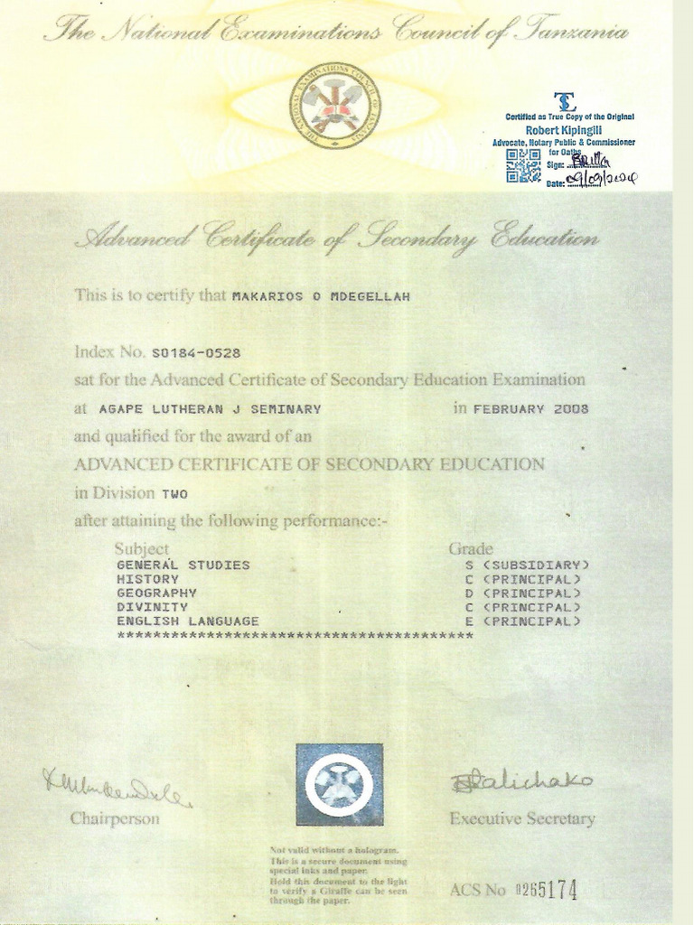 Advanced Certificate For Secondary Education | PDF