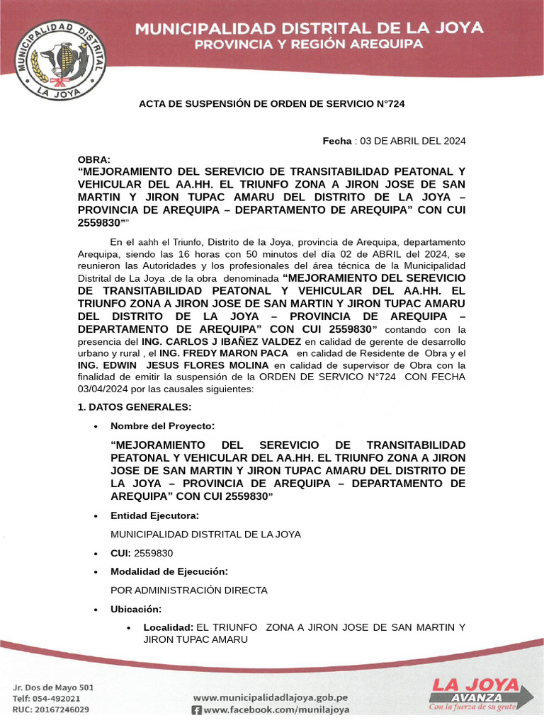 ACTA de Suspencion Jirones Joua | PDF
