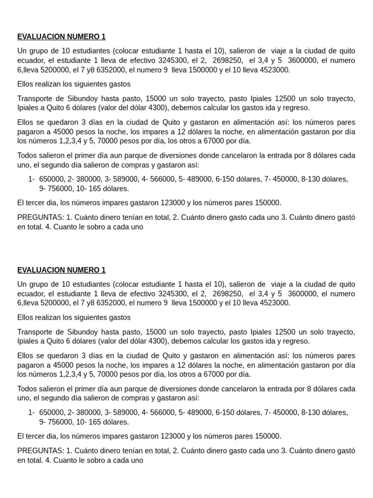 Taller de Sumas y Restas Decimo | PDF | Monedas de América del Norte ...