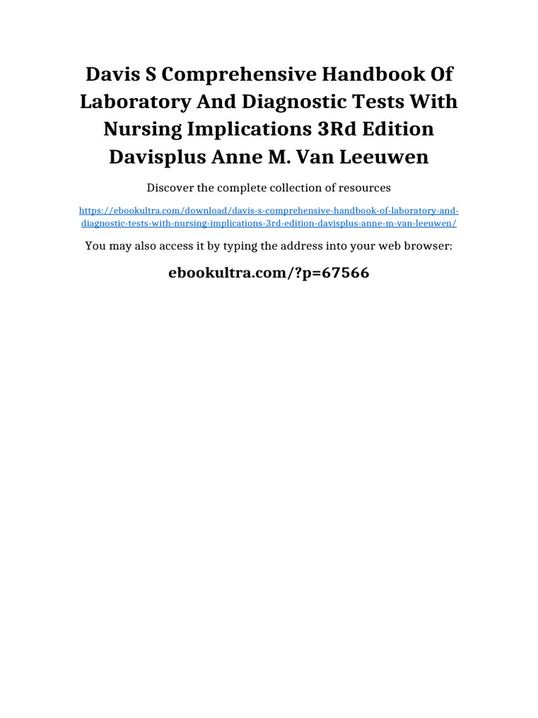 Davis s Comprehensive Handbook of Laboratory and Diagnostic Tests with ...