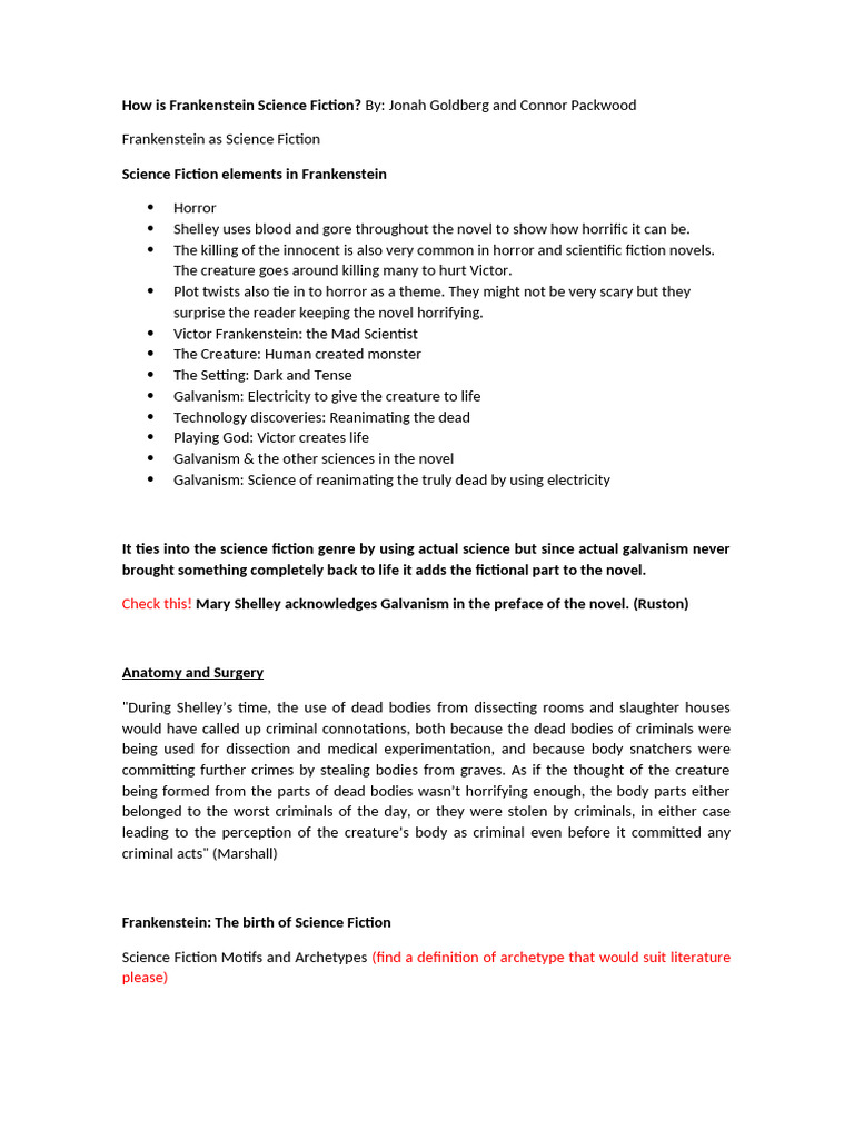 How Is Frankenstein Science Fiction | PDF | Frankenstein | Science Fiction