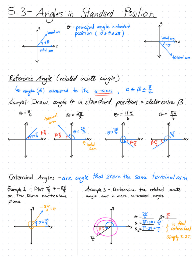 5.3 - Angles in Standard Position | PDF | Angle | Trigonometry