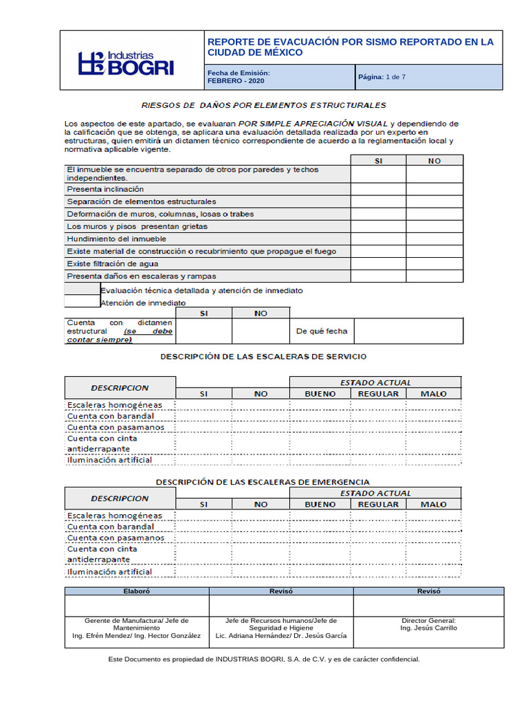 FORMATO DE INSPECCIÒN VISUAL FISICA Y TECNICA EN LA CUIDAD DE MÉXICO ...