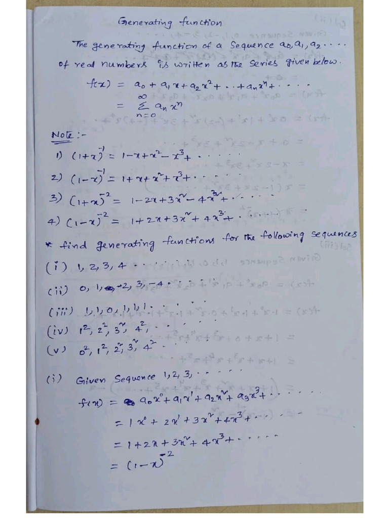 Unit 5 GENERATING FUNCTIONS-1 | PDF
