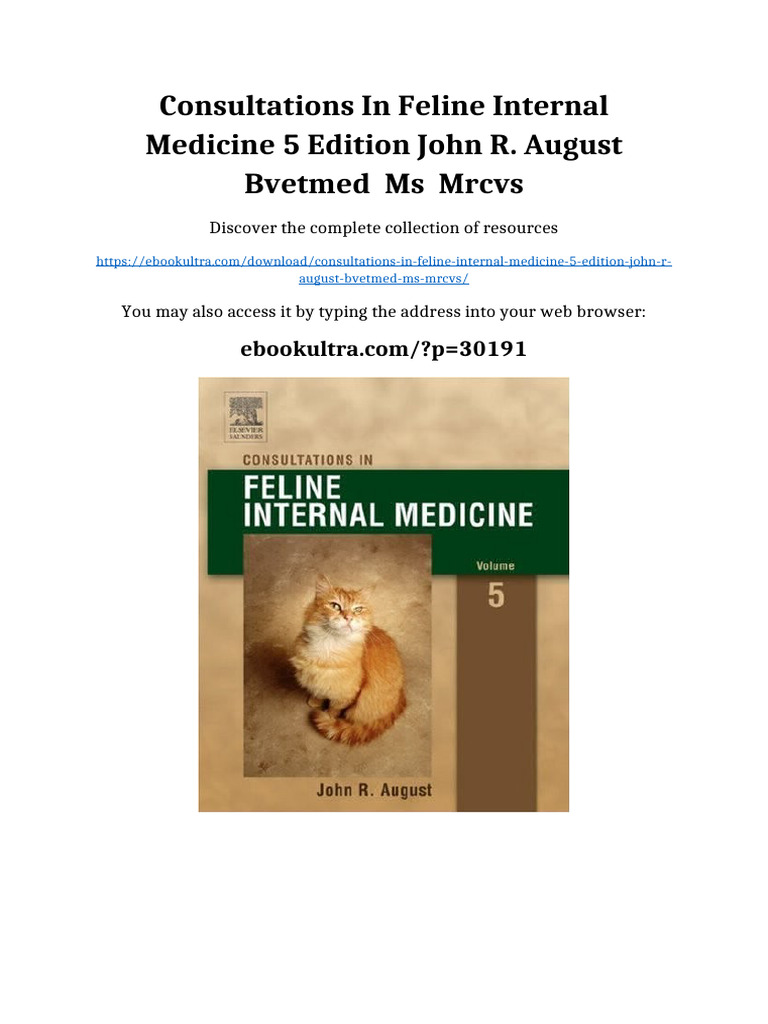 Consultations in Feline Internal Medicine 5 edition John R. August ...