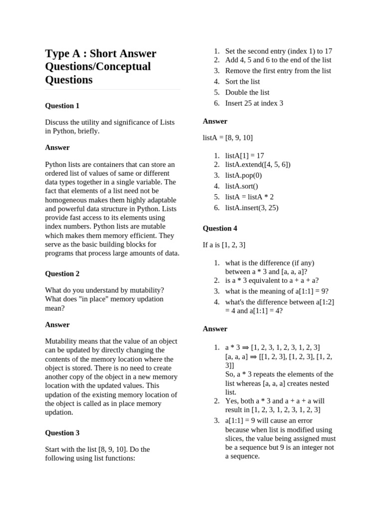 list | PDF | String (Computer Science) | Sequence