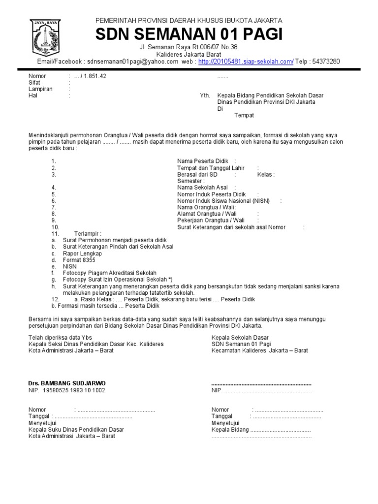 Surat Mutasi Masuk | PDF