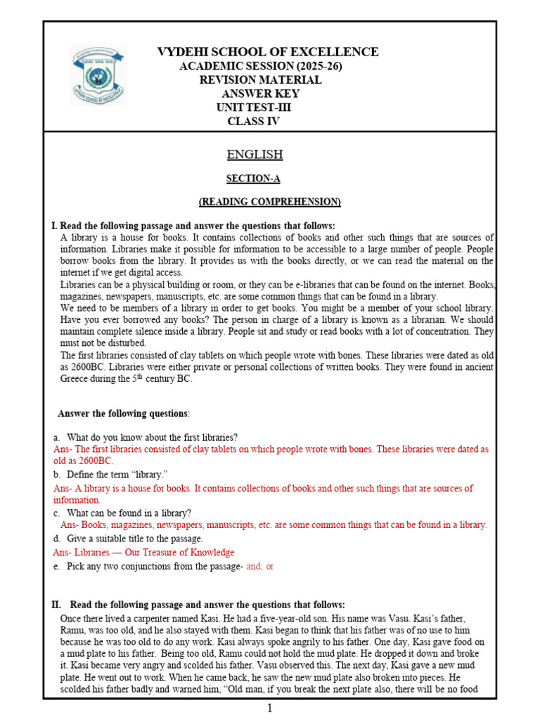 Garde 4 Ut 3 Revision Material Answer Key | PDF | Human Tooth | Libraries