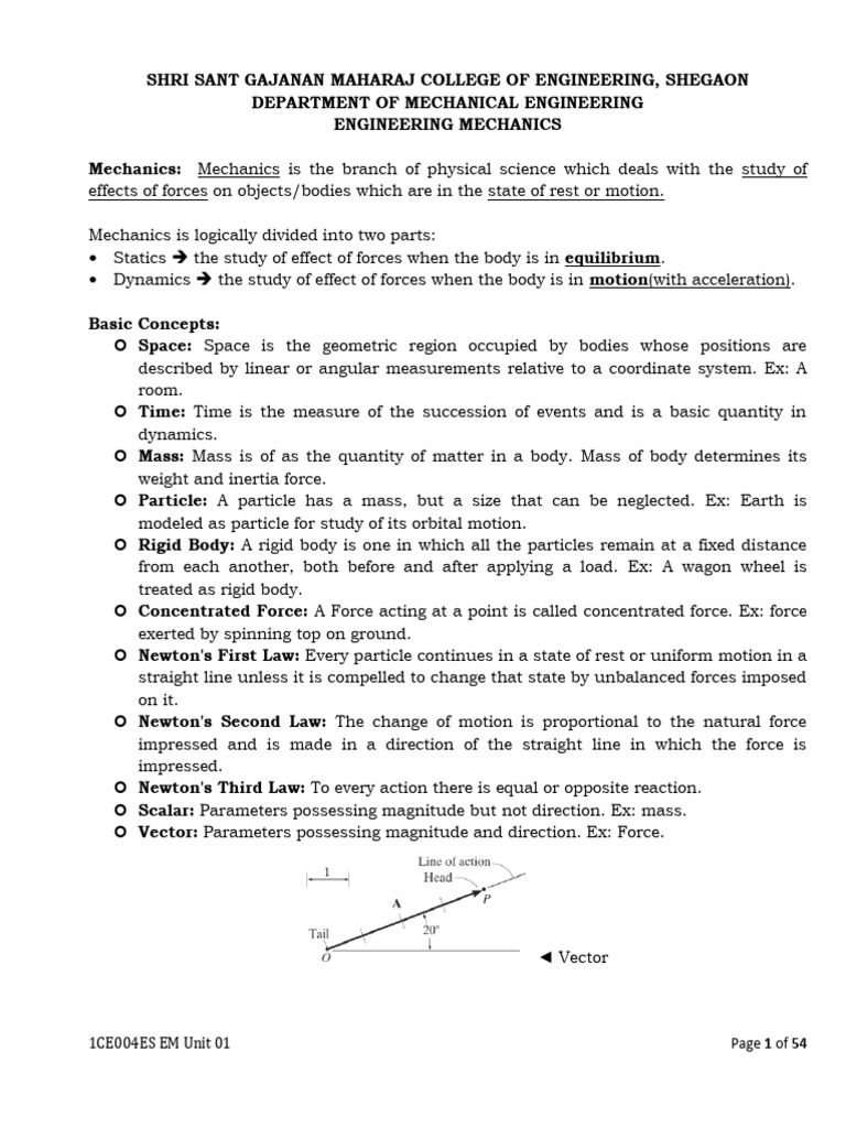 EM Unit - 01 all important questions and answers | PDF | Force | Newton ...