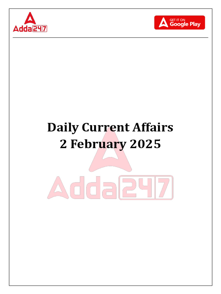 Daily GA Current Affiars Quiz 2 Feb 2026 | PDF | Economy Of India ...
