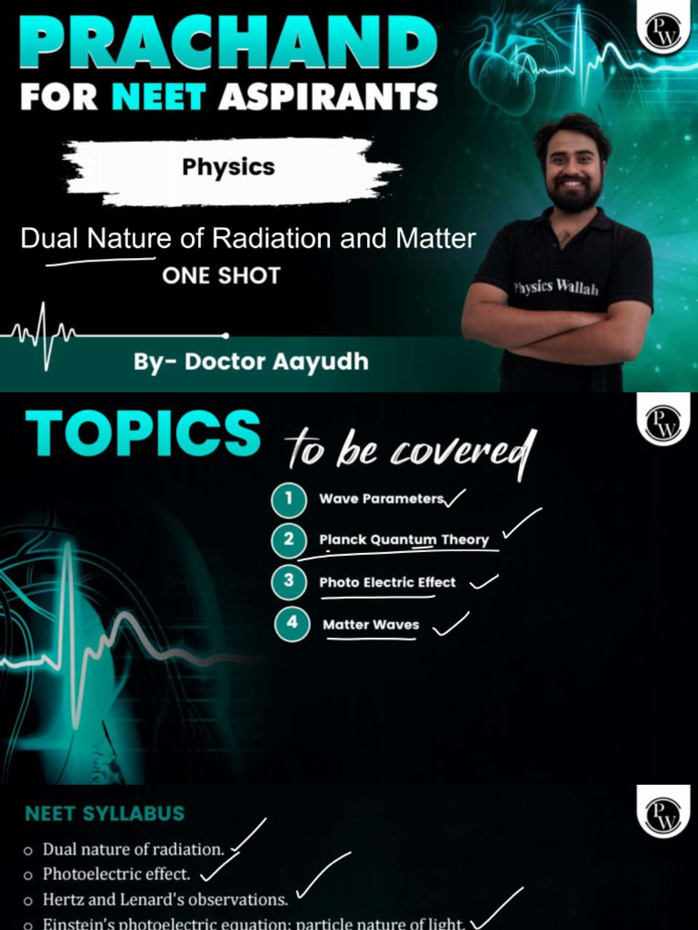 Dual Nature of Radiation and Matter Class Notes - 260112 - 204115 | PDF