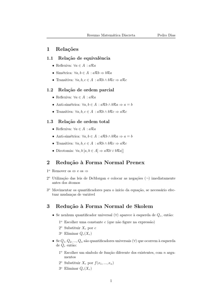 Resumo Matemática Discreta | PDF | Teoria dos Gráficos | Matemática ...