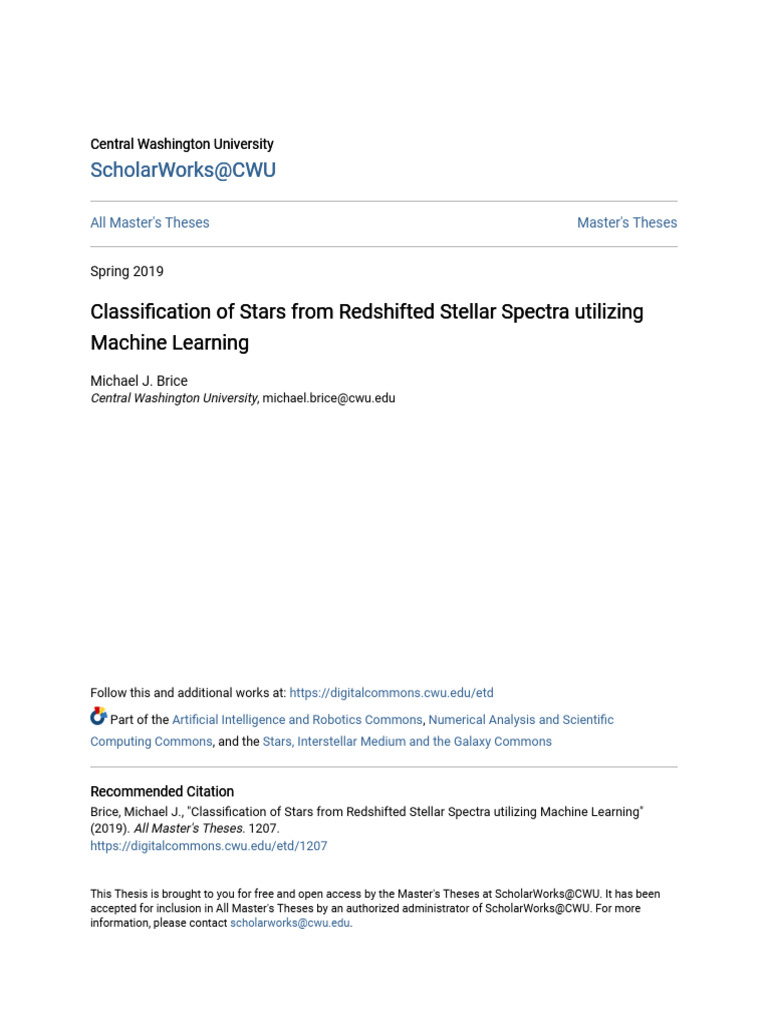 Classification of Stars from Redshifted Stellar Spectra utilizing | PDF ...