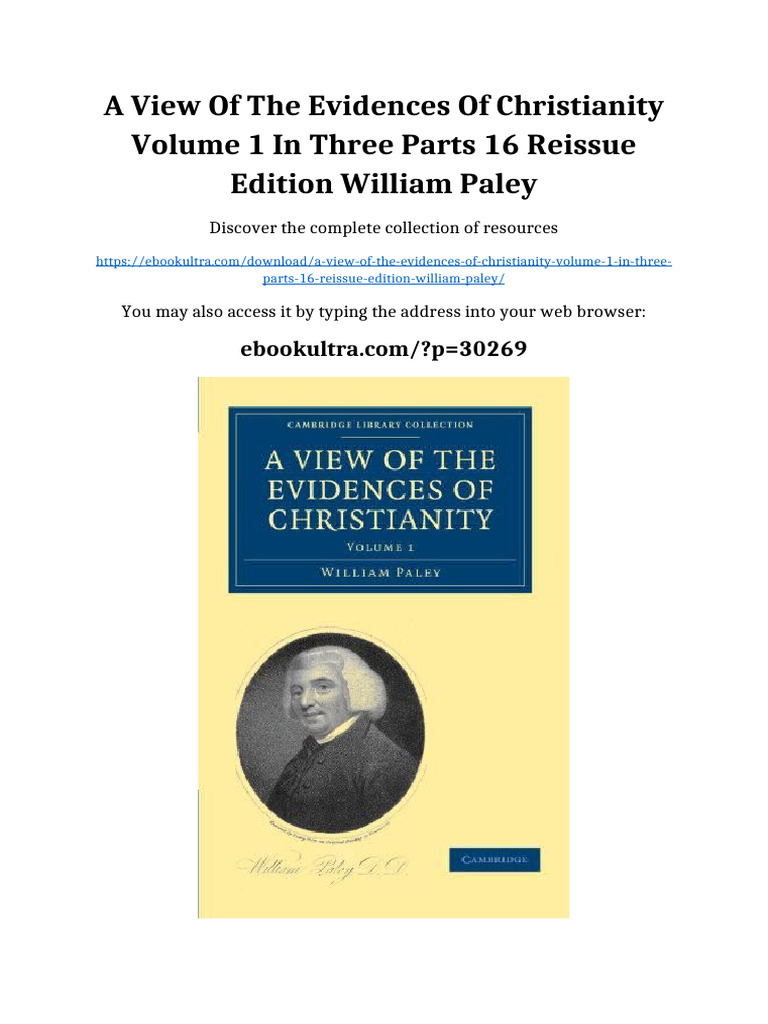 A View of The Evidences of Christianity Volume 1 in Three Parts 16 ...