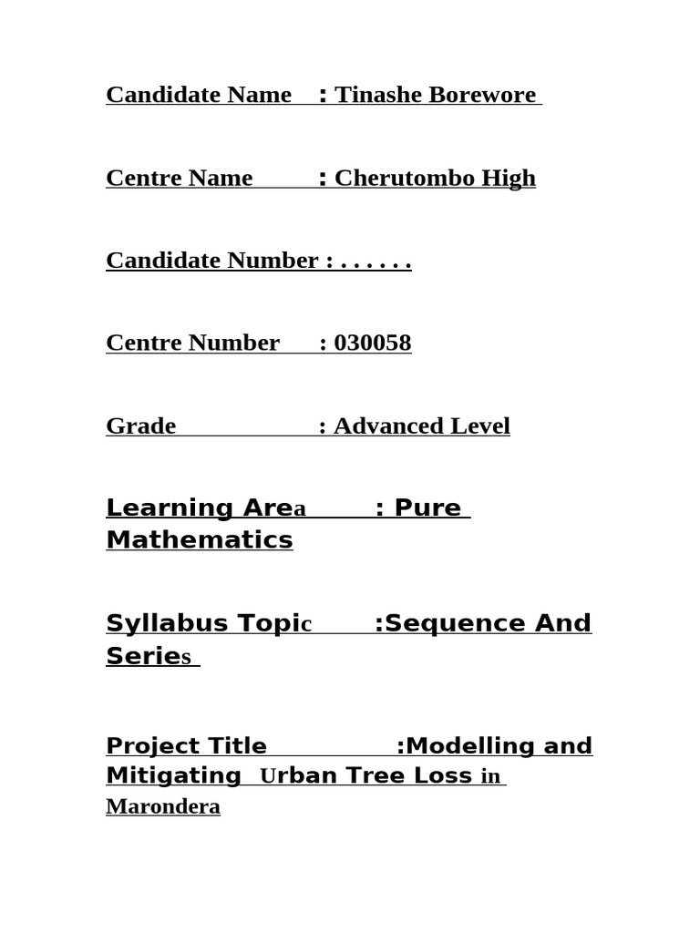 Tinashe Pure M ( (1) ) ( (Series and Sequence) ) | PDF | Remote Sensing ...