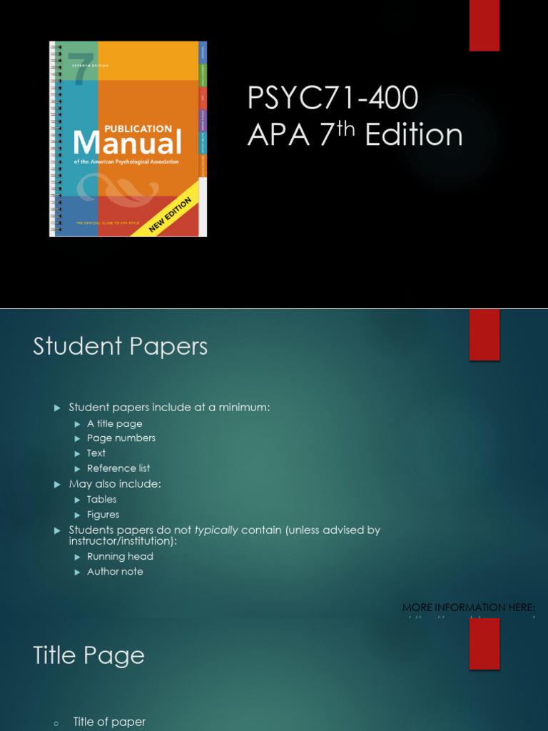 APA 7th Slides | PDF | Citation | Bracket