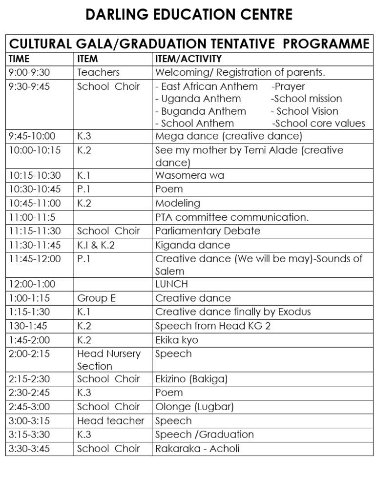Gala Tentative Programme | PDF