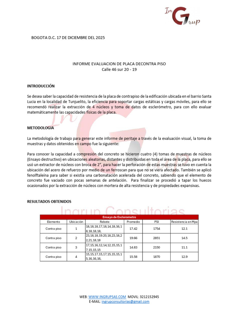 Informe Estructural Placa de Contra Piso Completo | PDF | Hormigón ...