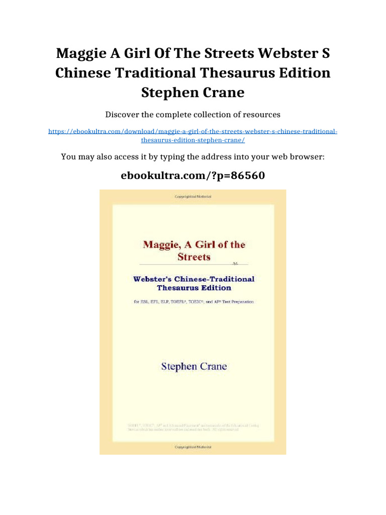 Maggie A Girl of the Streets Webster s Chinese Traditional Thesaurus ...