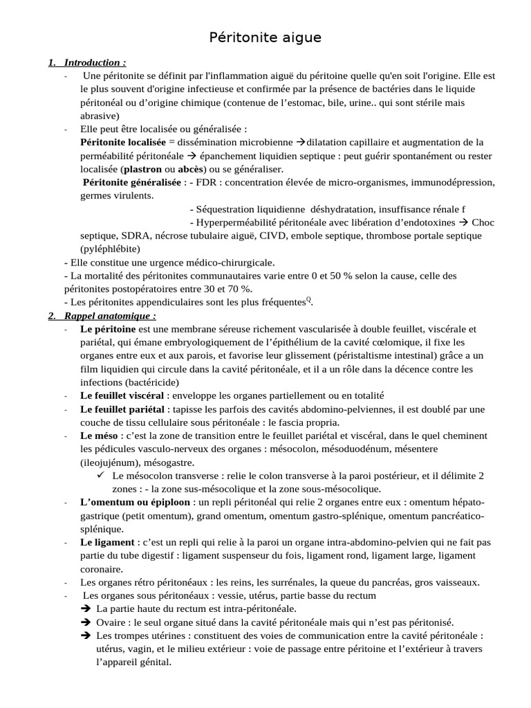 6.péritonite Aigue | PDF | Péritoine | Maladies et troubles