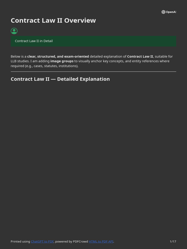 Contract Law II Overview | PDF | Breach Of Contract | Common Law