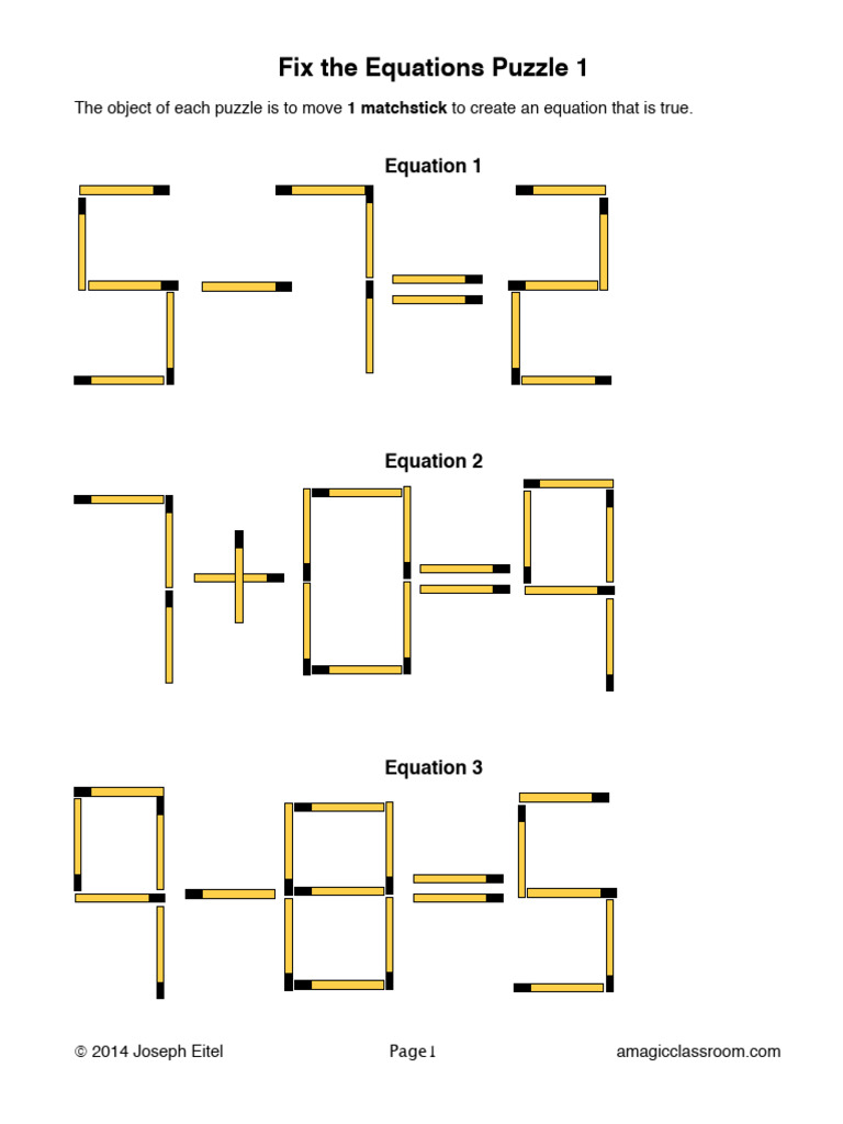 Matchstick Equations | PDF