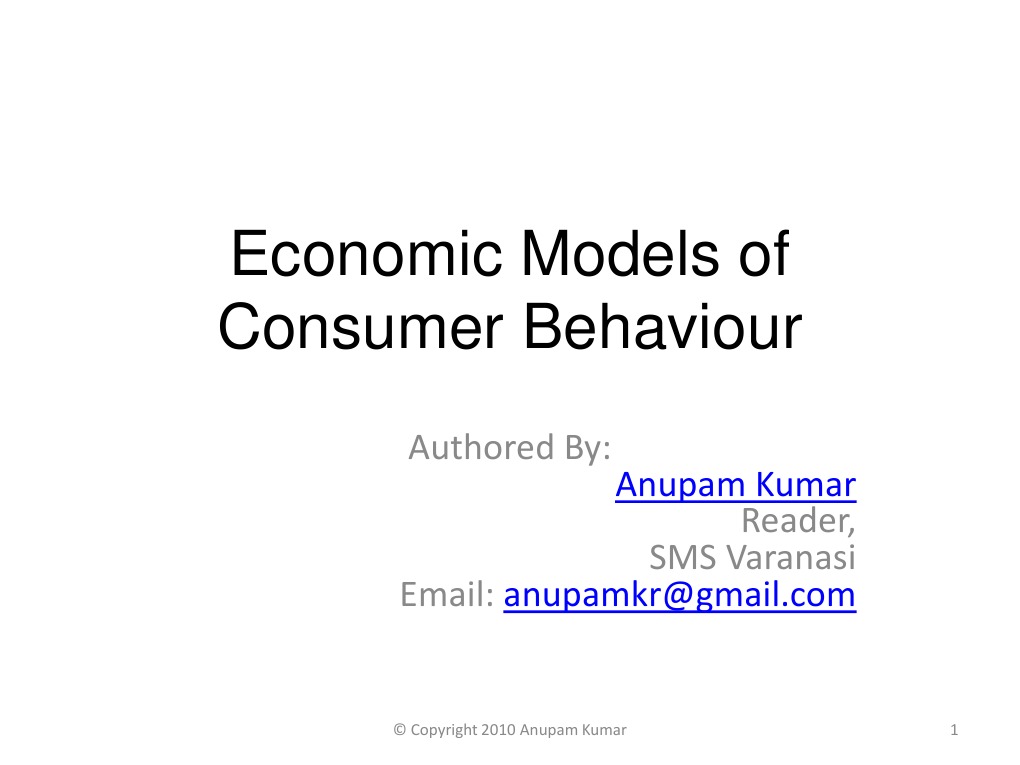 Economic Model of Consumer Behaviour | PDF | Utility | Consumer Behaviour