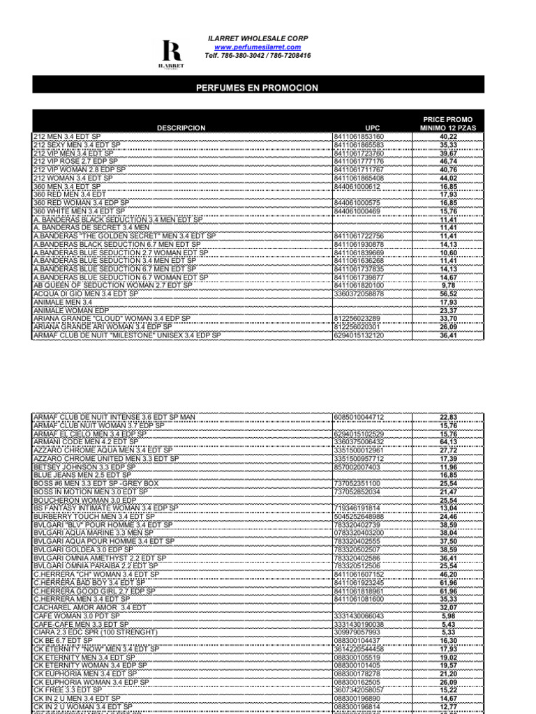 Lista de Precios - Ilarret - Oferta Nov 2020 | PDF