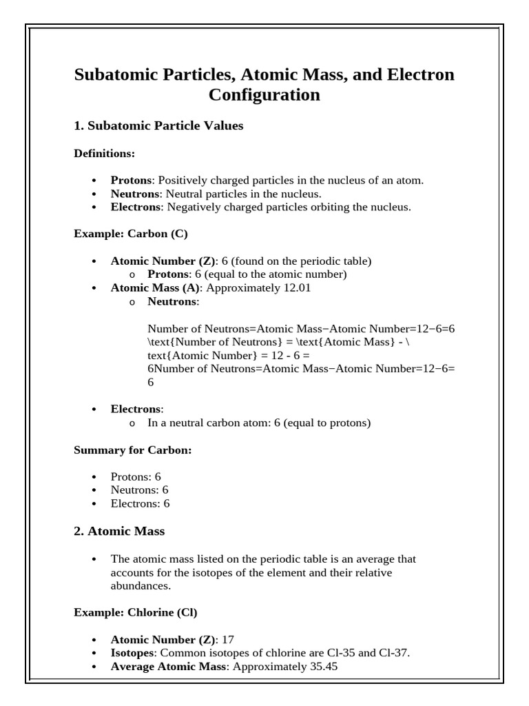 Subatomic Particles Handouts | PDF | Atoms | Proton