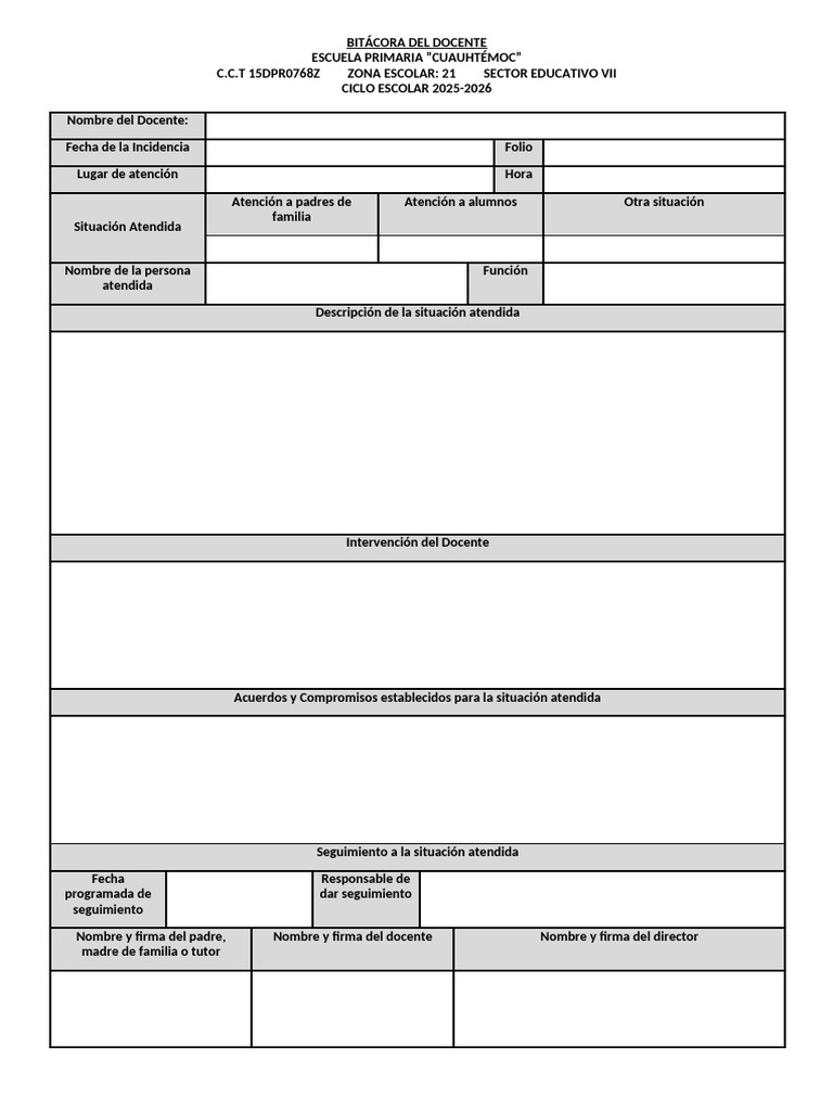 Bitácora Del Docente 2025-2026 | PDF