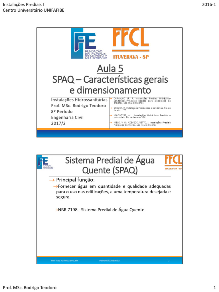 5 IH SPAQ Características Gerais e Dimensionamento | PDF | Aquecimento ...
