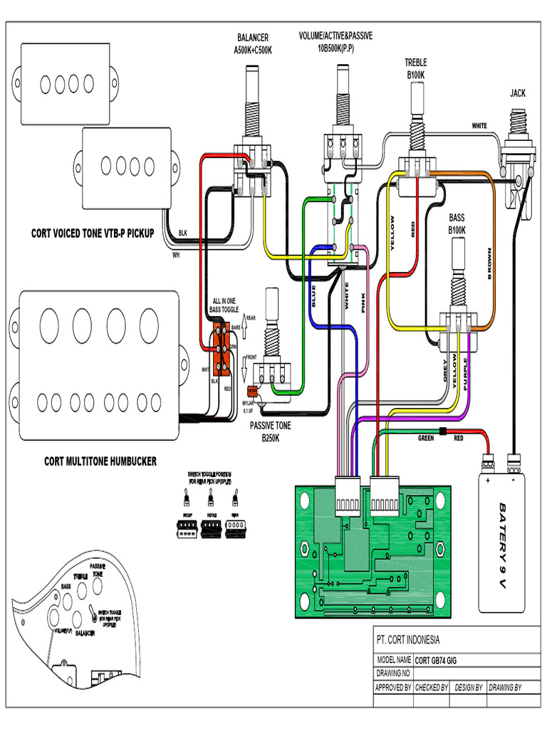 Cort Gb74 Gig Basses Guitar Schematic (1) | PDF | Music Technology ...