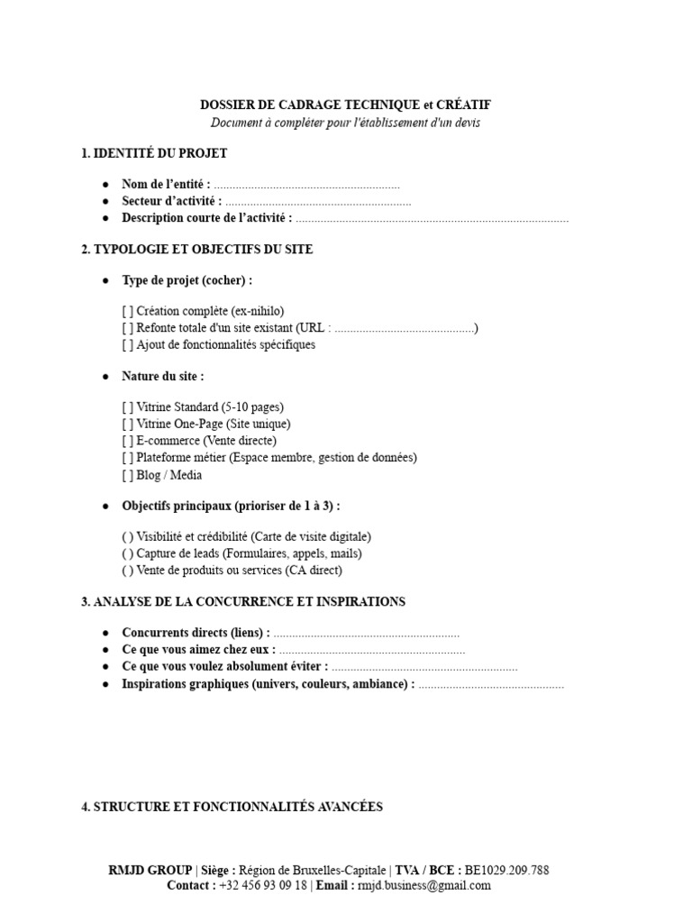 Dossier de Cadrage Technique Et Créatif | PDF | Informatique