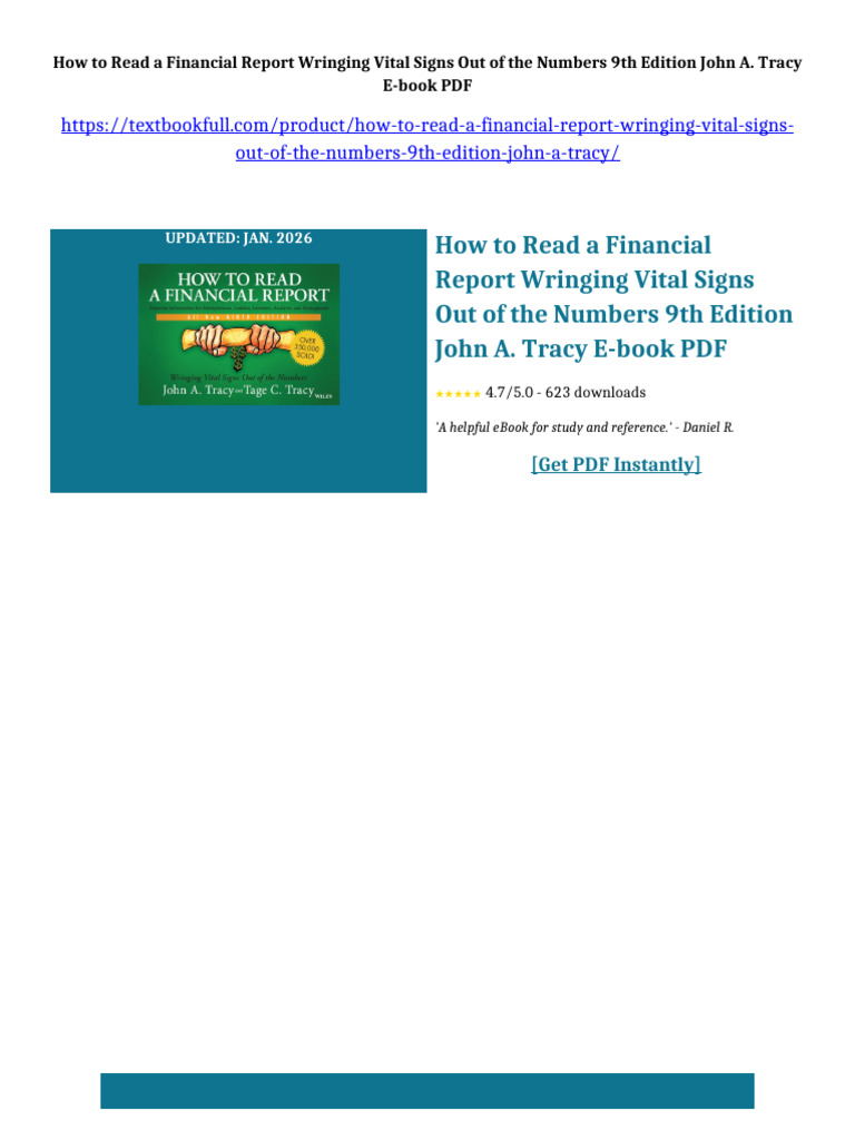 How to Read a Financial Report Wringing Vital Signs Out of the Numbers ...