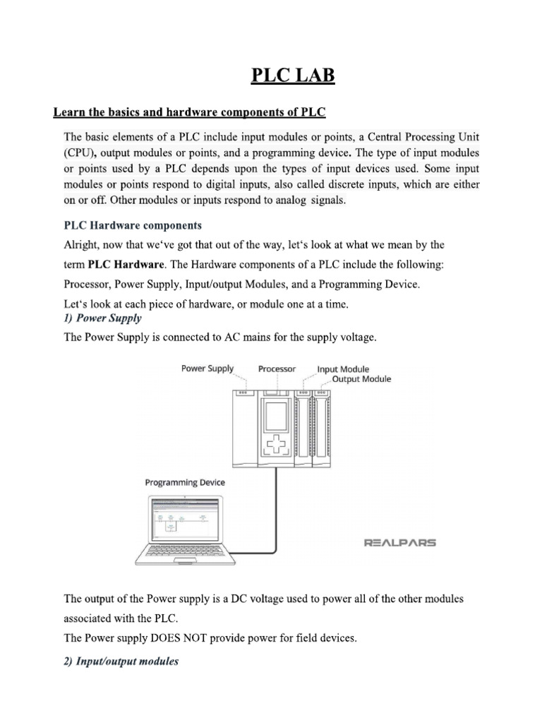 PLC Lab | PDF