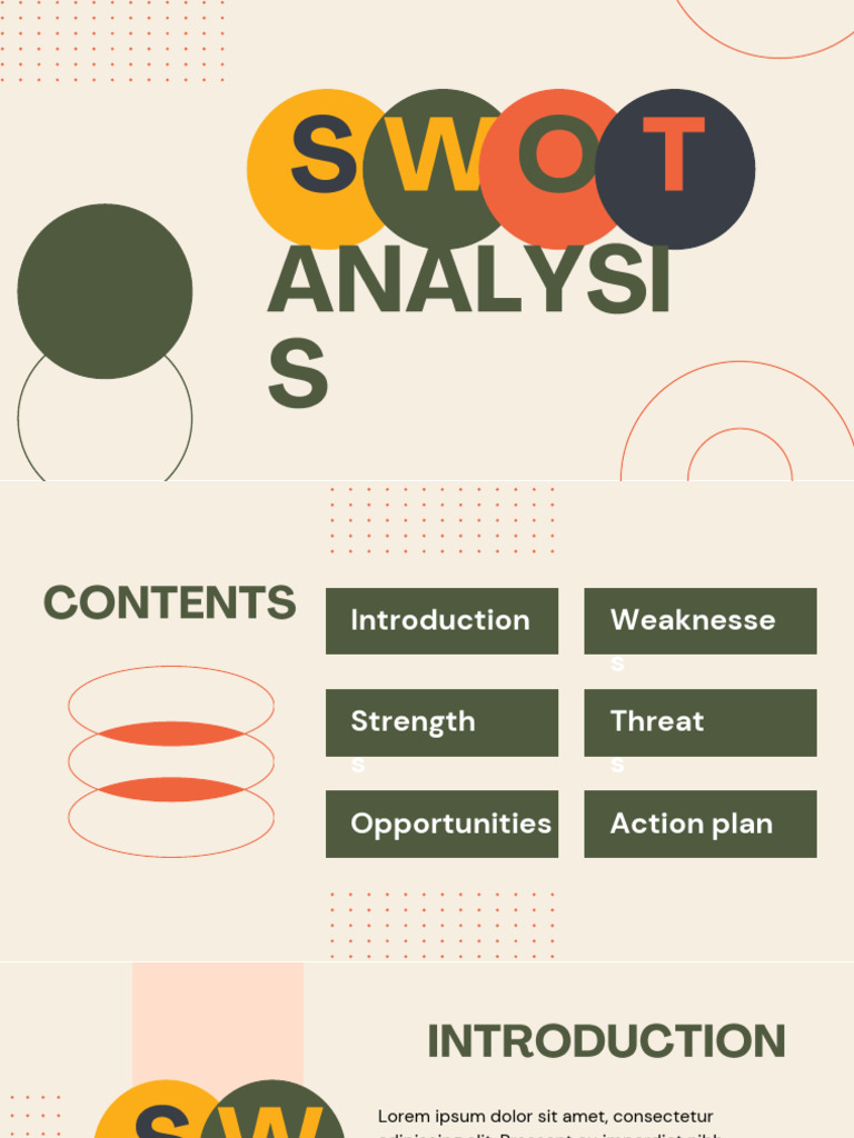 Yellow Green Orange and Black Simple Swot Analysis Presentation | PDF