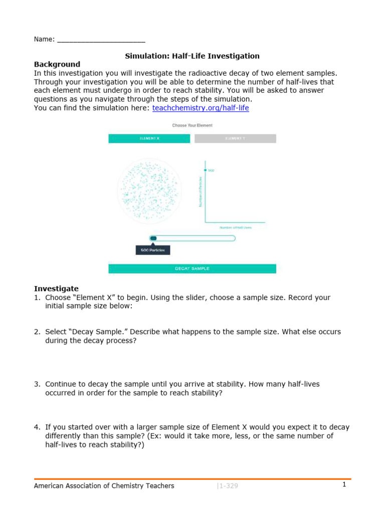 Simulation Halflifeinvestigation Student | PDF | Radioactive Decay ...