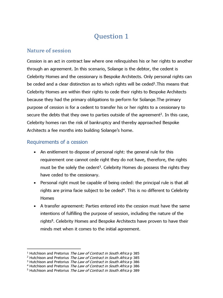 Cession - Law of Contract | PDF | Business Law | Civil Law (Legal System)