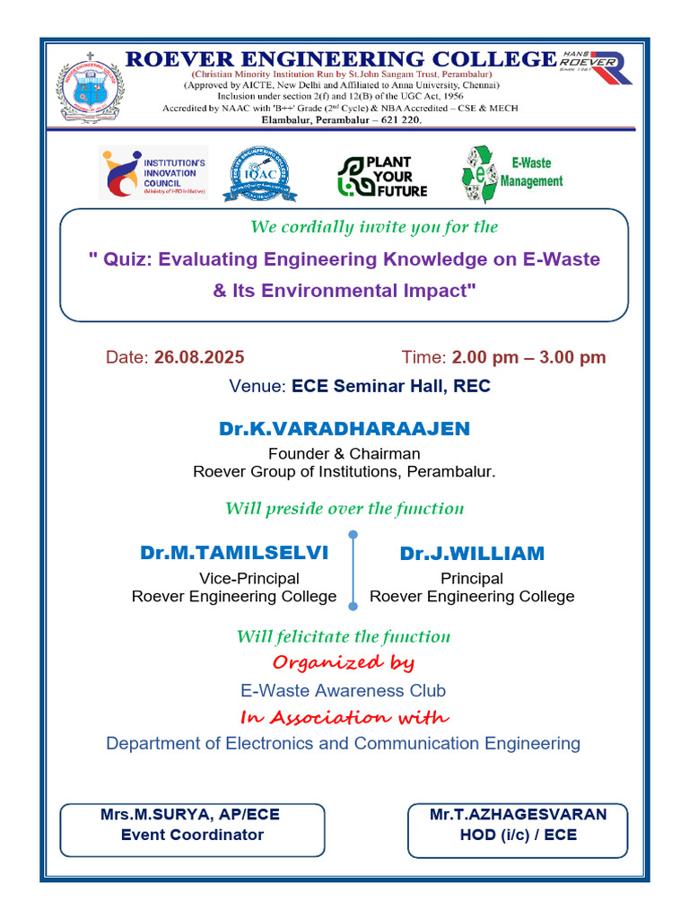 E WASTE QUIZ Invitation | PDF